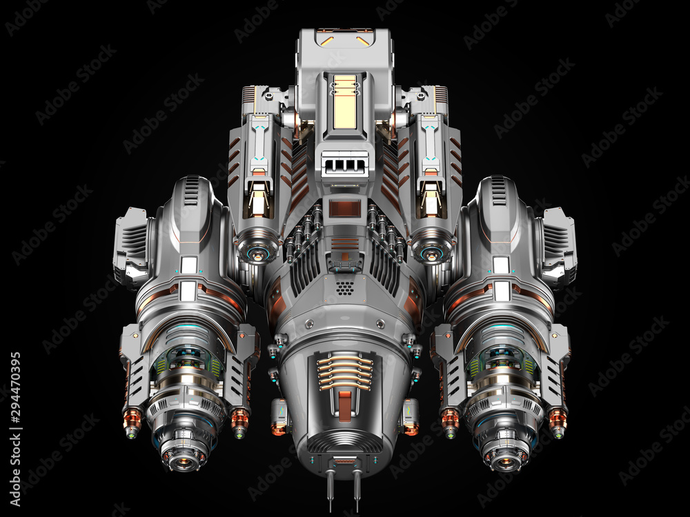 Futuristic gunship or very detailed flying military machine with heavy ...