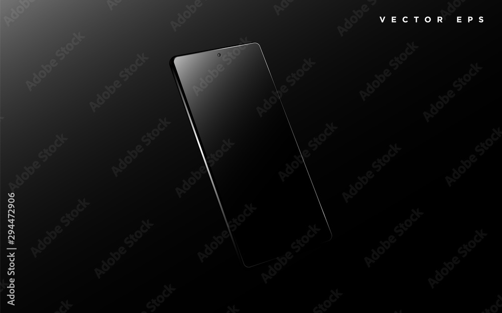 Realistic vector black smartphone cellphone mockup template with blank ...