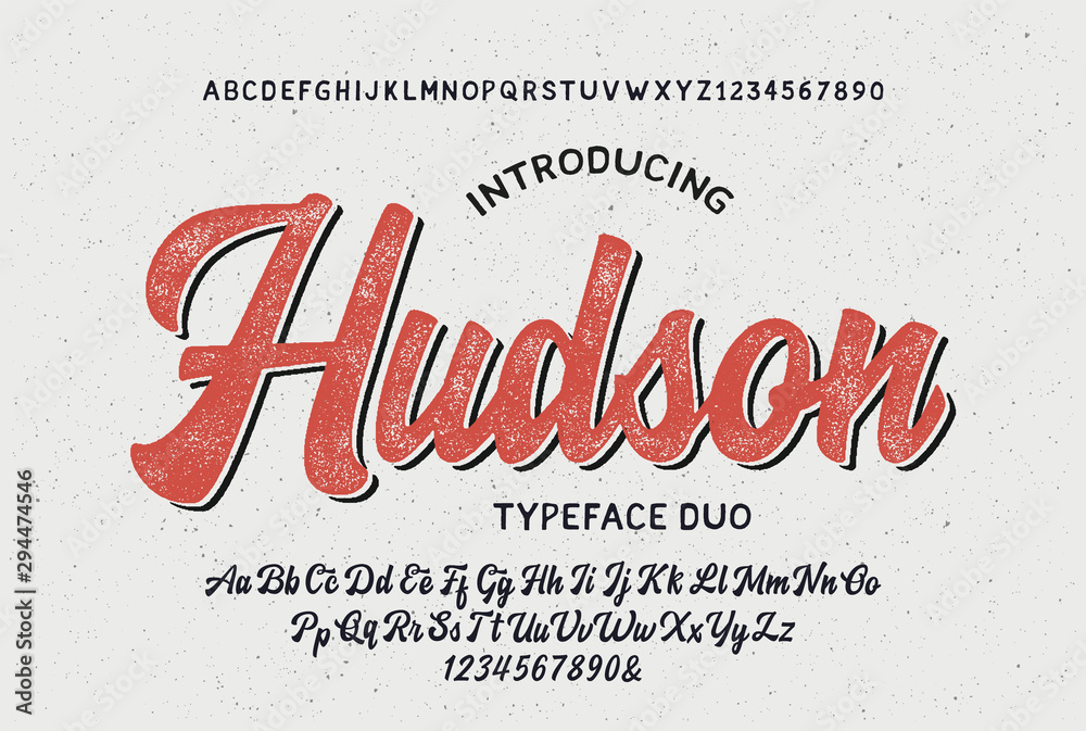 "The Hudson". Vintage Brush Script Modern Alphabet With Handmade Font ...