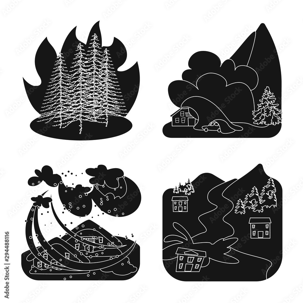 Vector design of calamity and crash symbol. Collection of calamity and ...