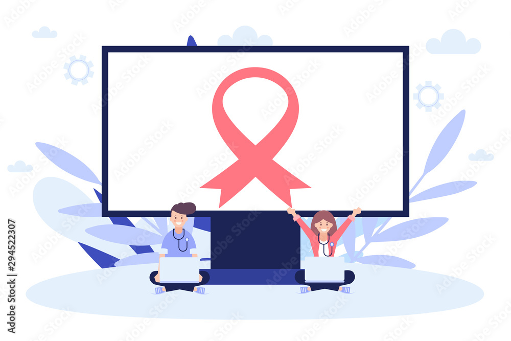Cancer treatment. Concept of medicine web page .Flat vector ...