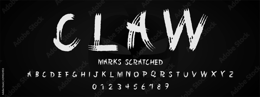 Claw marks scratched alphabet font and number. Stock Vector | Adobe Stock