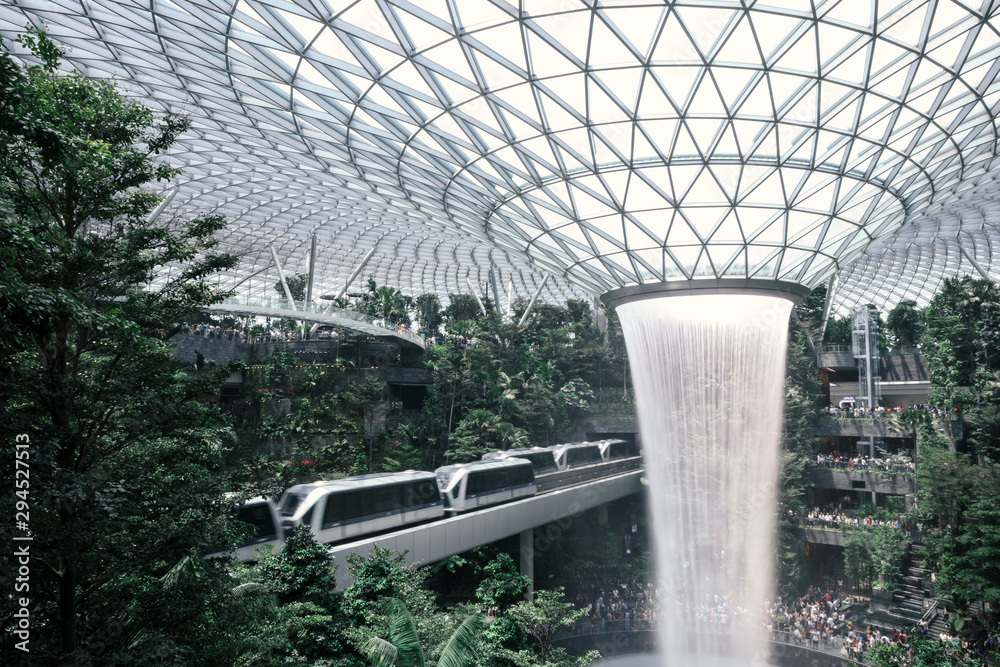 SINGAPORE-MAY 22, 2019_The HSBC Rain Vortex, the world's largest indoor ...