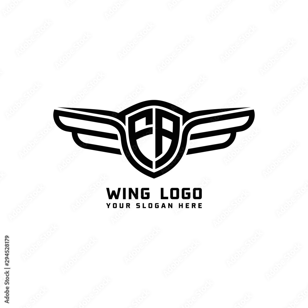 FA initial logo wings, abstract letters in the middle of black Stock ...