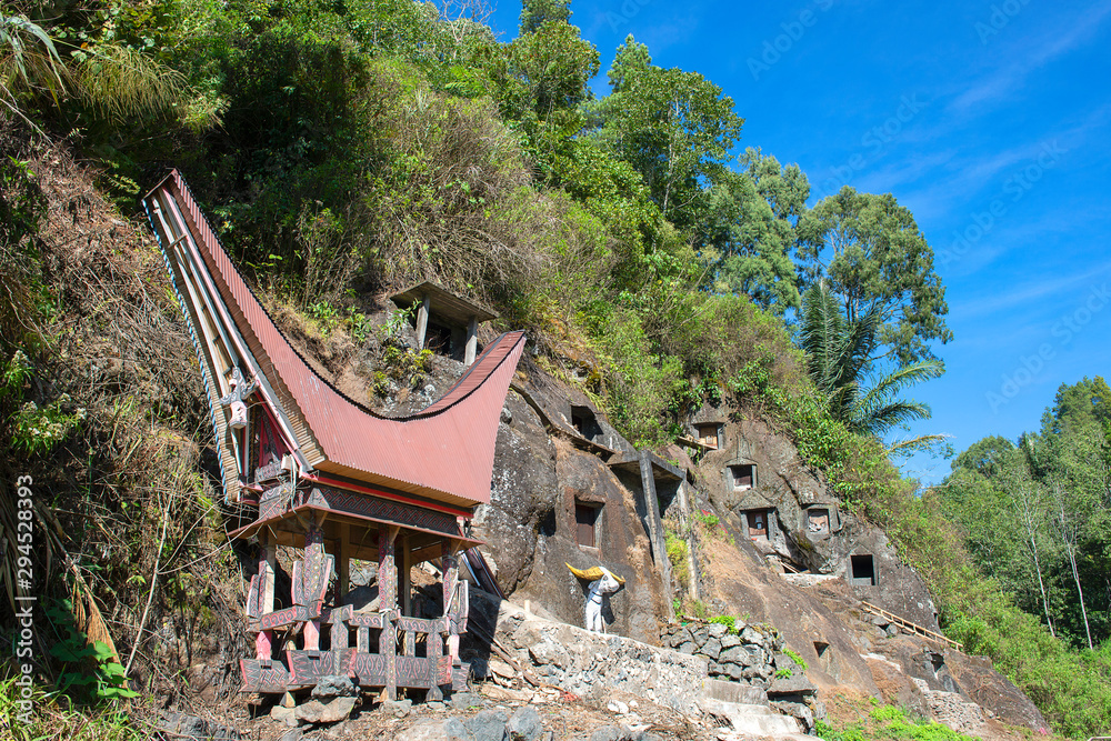 Traditional Alang rice barn and graves, Rantepao, Tana Toraja, South ...