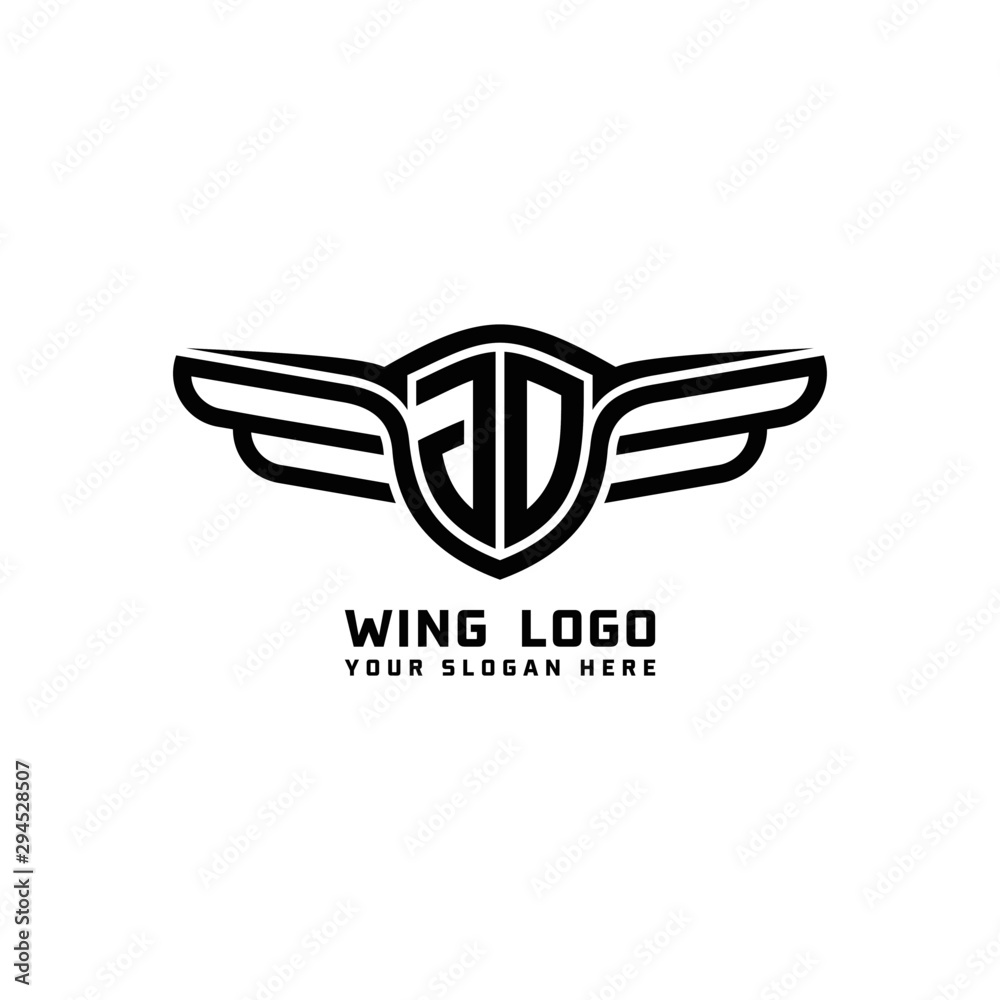 JD initial logo wings, abstract letters in the middle of black Stock ...