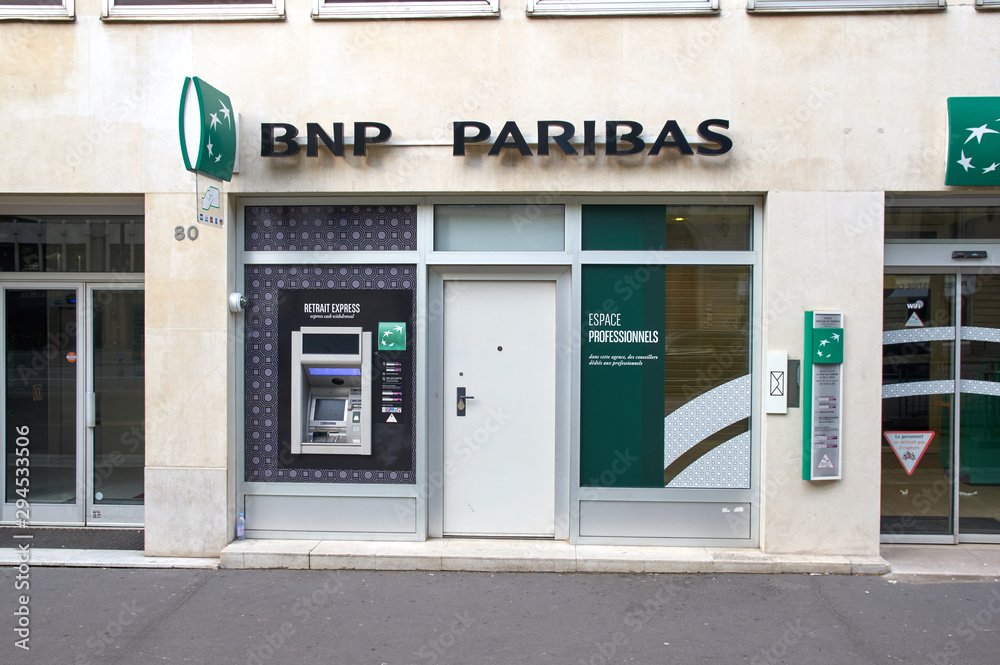 Office of BNP Paribas bank in Paris. Stock Photo | Adobe Stock