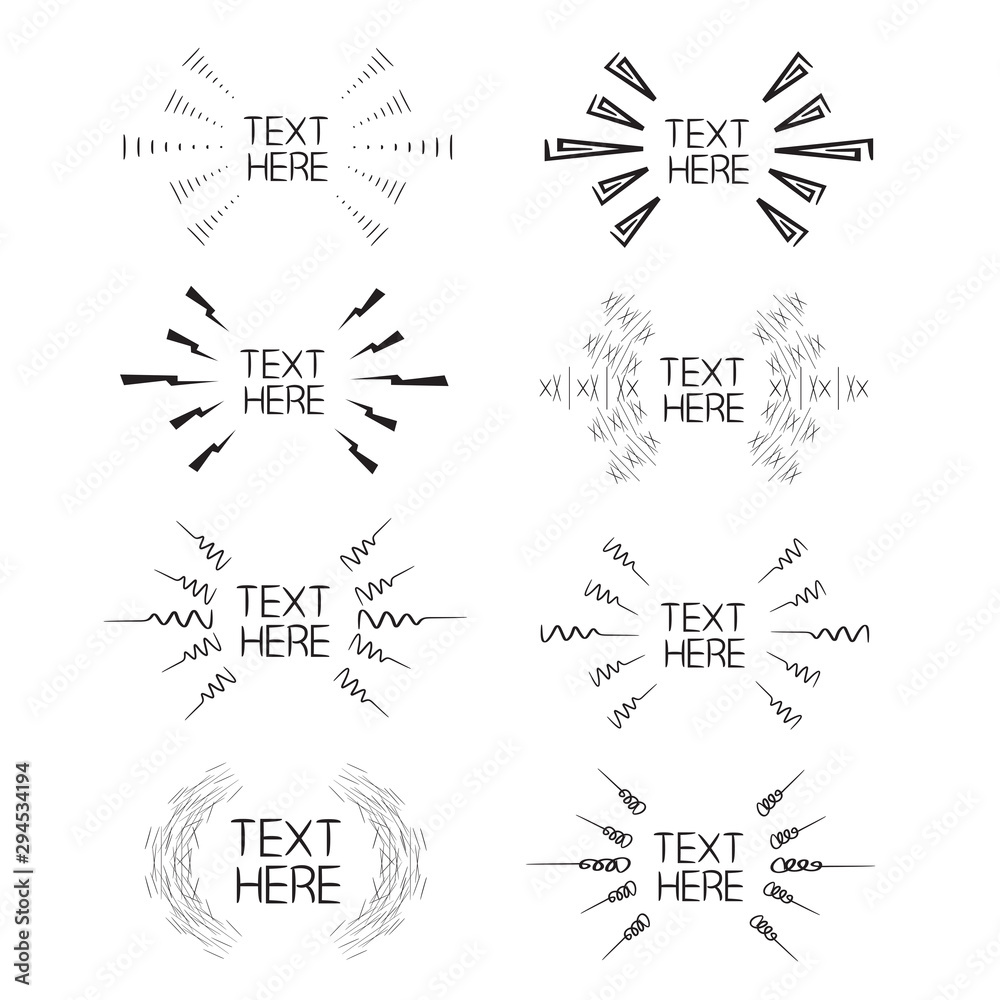 hand drawn and doodle elements for emphasis text in comic style Stock ...
