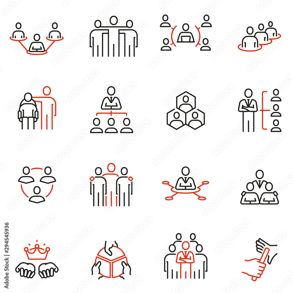 Vector set of linear icons related to Company Organization Structure ...