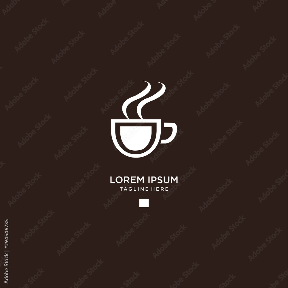 Coffee shop logo in white color. Coffee logo for coffee house or shop ...