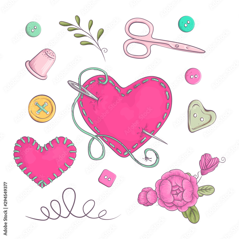 Sew Heart Clip Art Drawing