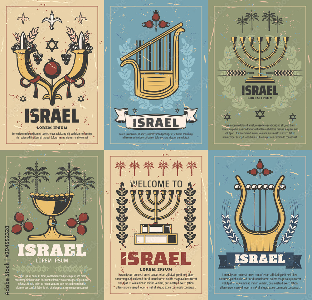 Israel menorah, jewish star of David, cornucopia Stock Vector | Adobe Stock