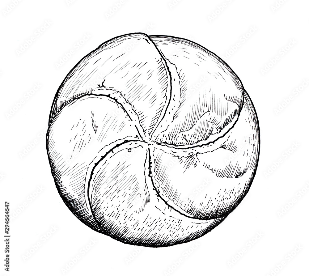 Bun bread - drawing of bakery products - hand sketch of bread. Stock ...