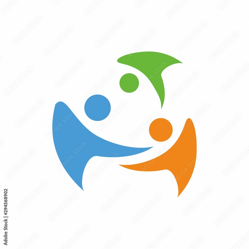 Abstract community support team human stick figure logo design template ...