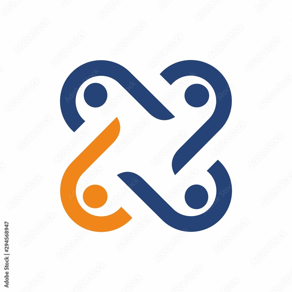 Abstract community support team human stick figure logo design template ...