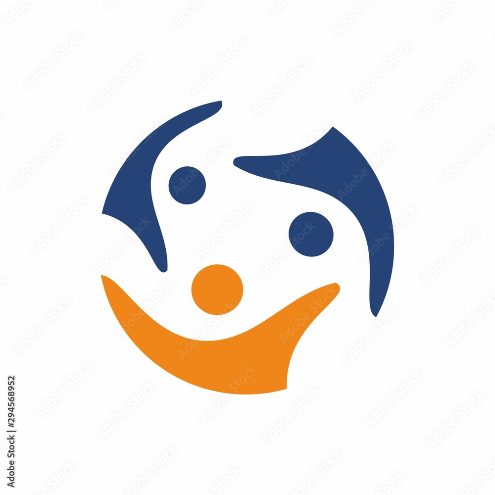 Abstract community support team human stick figure logo design template ...