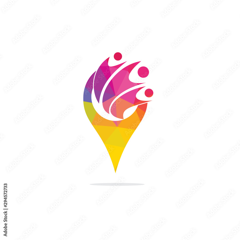 People and map pointer logo design. People and gps locator symbol or ...