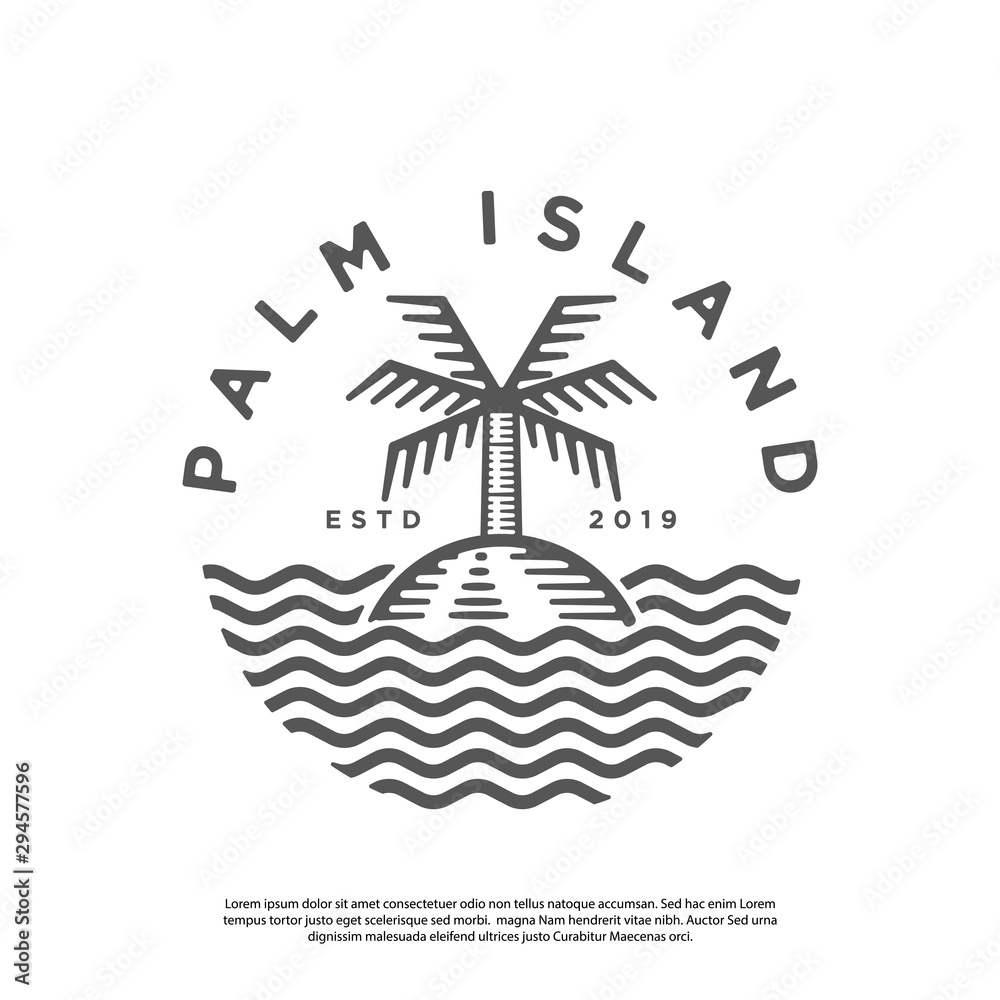 hipster style palm island vector logo Stock Vector | Adobe Stock
