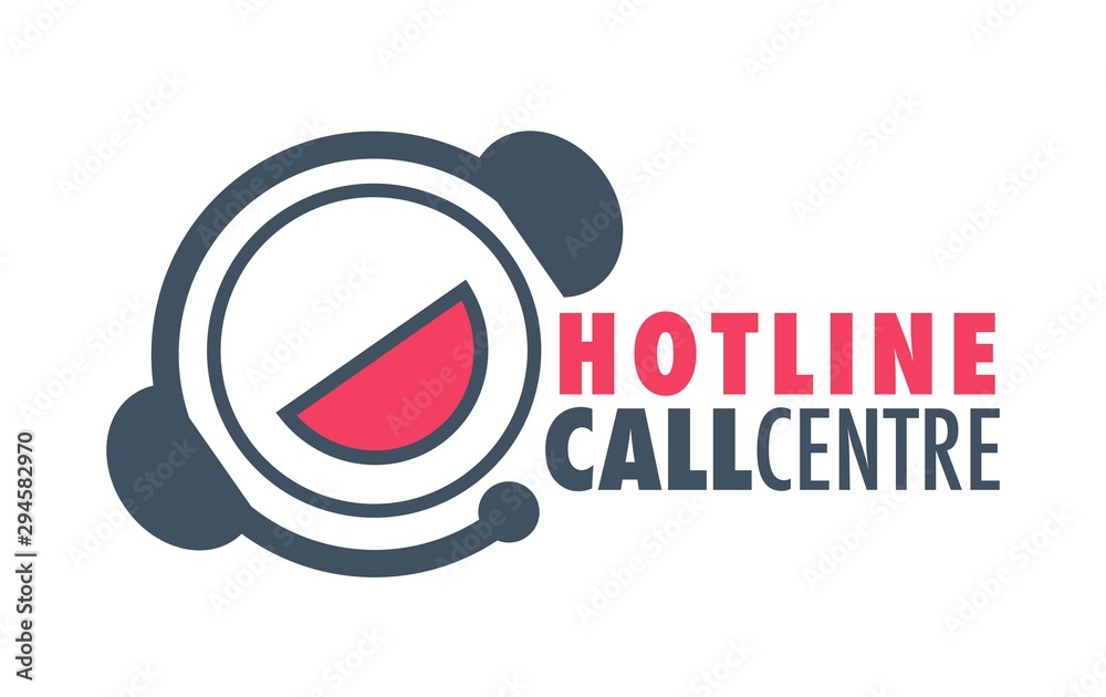 Hotline call centre red and grey graphic logo Stock Vector | Adobe Stock