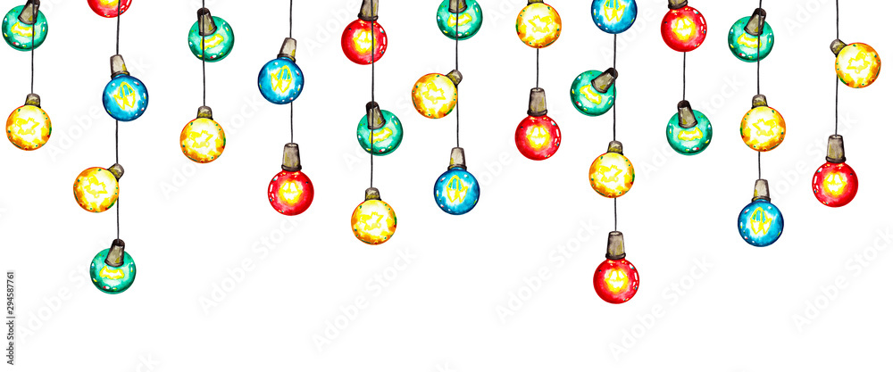 Retro Christmas Lights Clip Art