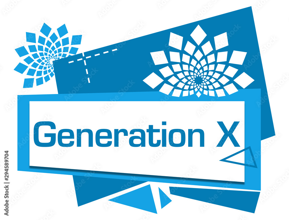 Generation X Blue Squares Triangles Floral Text Stock Illustration ...