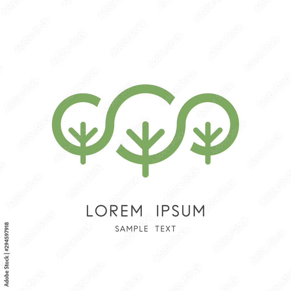 Nature reserve logo - green trees and forest symbol. Ecology and ...