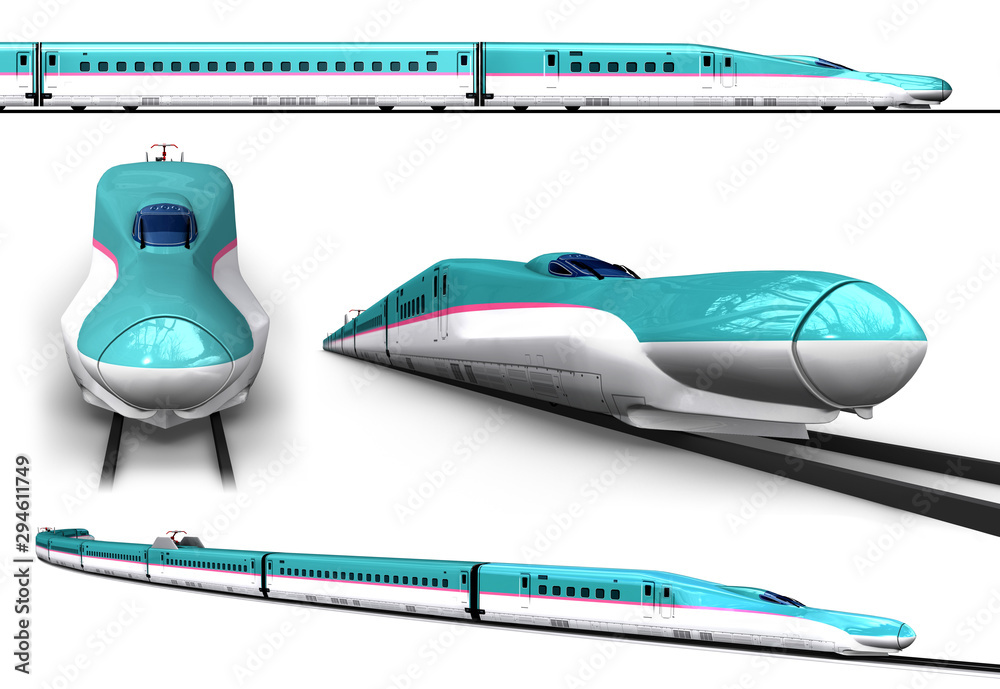 Super high-speed train illustration set in 3d rendering Stock ...