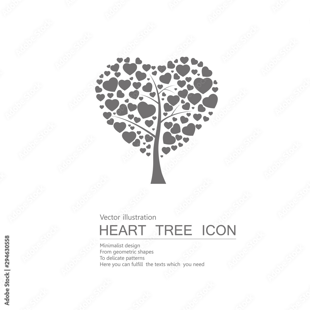 Vector drawn heart shaped tree. Isolated on white background. Stock ...