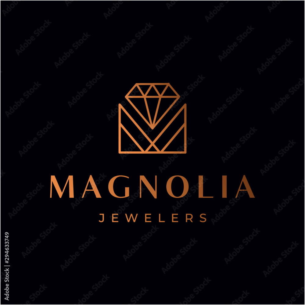 Elegant Letter M with Diamond line art, gold Jewelry Logo, elegant ...
