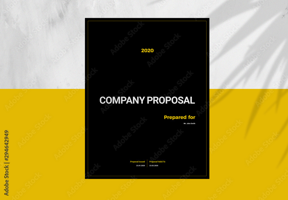 Black Proposal Layout with Yellow Accents Stock Template | Adobe Stock