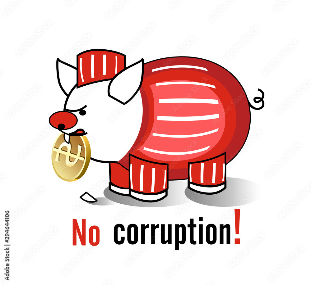 No corruption! Pig in a red striped prison uniform as an image of a ...