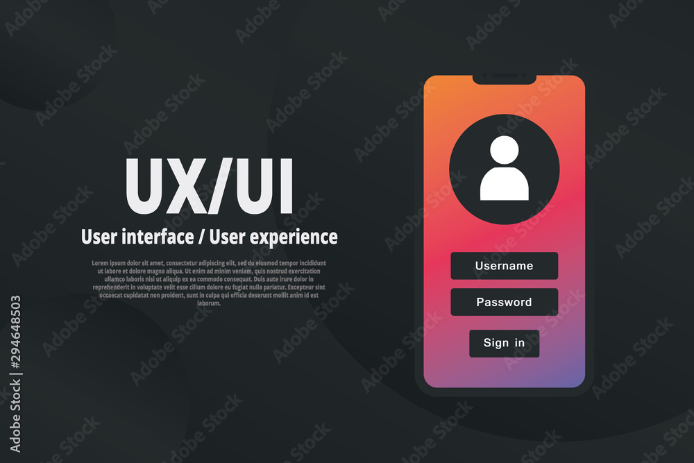 User experience, user interface poster. Mobile template banner for a ...