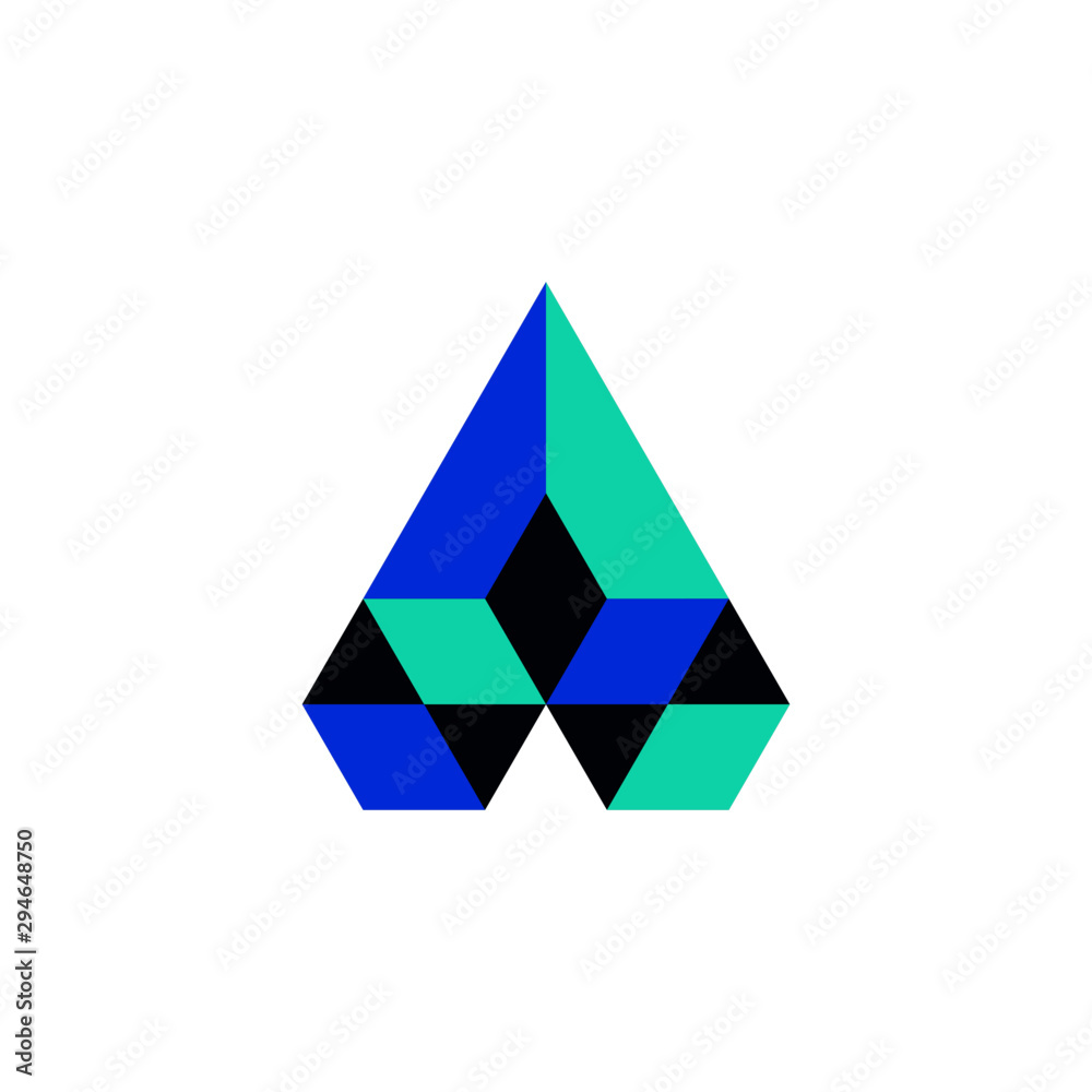 Letter A with cube element logo template, letter A design with diamond ...