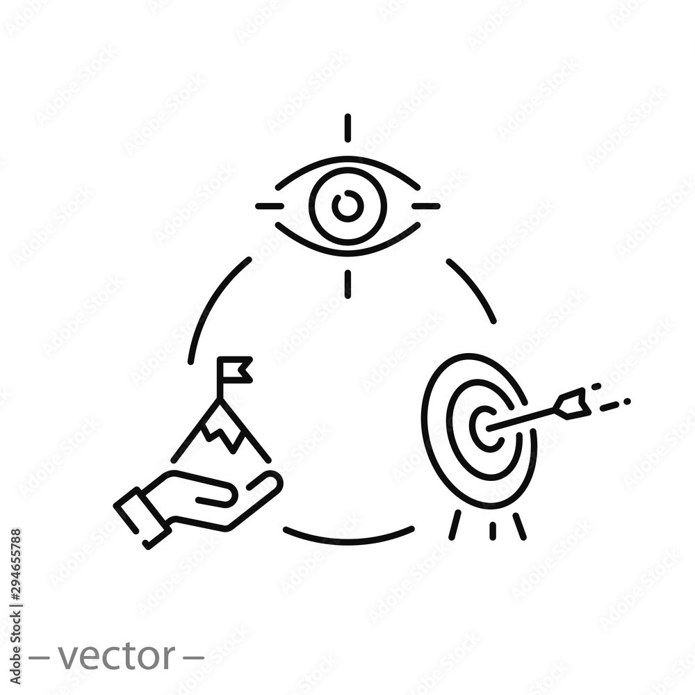 vision mission icon, concept goal company, value statement, purpose ...