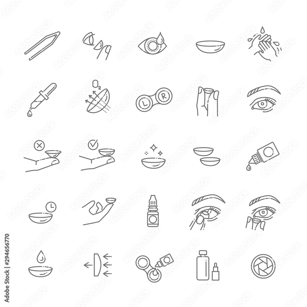 contact lenses icon set. Flat design style Stock Vector | Adobe Stock