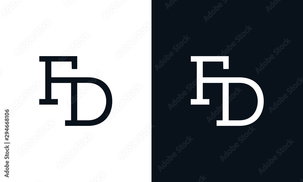 Minimalist line art letter FD logo. This logo icon incorporate with two ...
