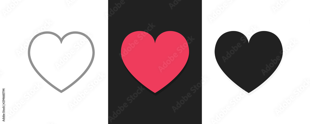 Heart icon collection. Live stream video, chat, likes. Design for ...