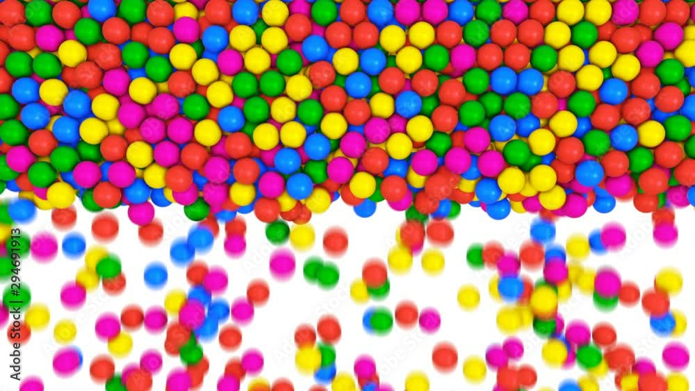 Video Stock Pile of gumballs fill screen with colorful rolling and ...