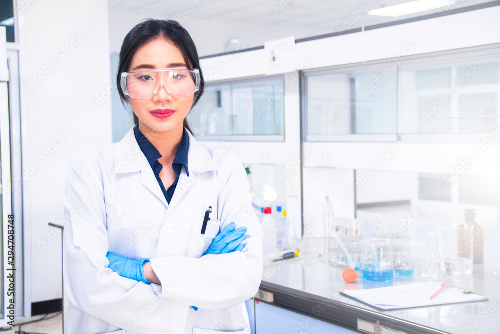 Interior of clean modern white medical or chemistry laboratory ...