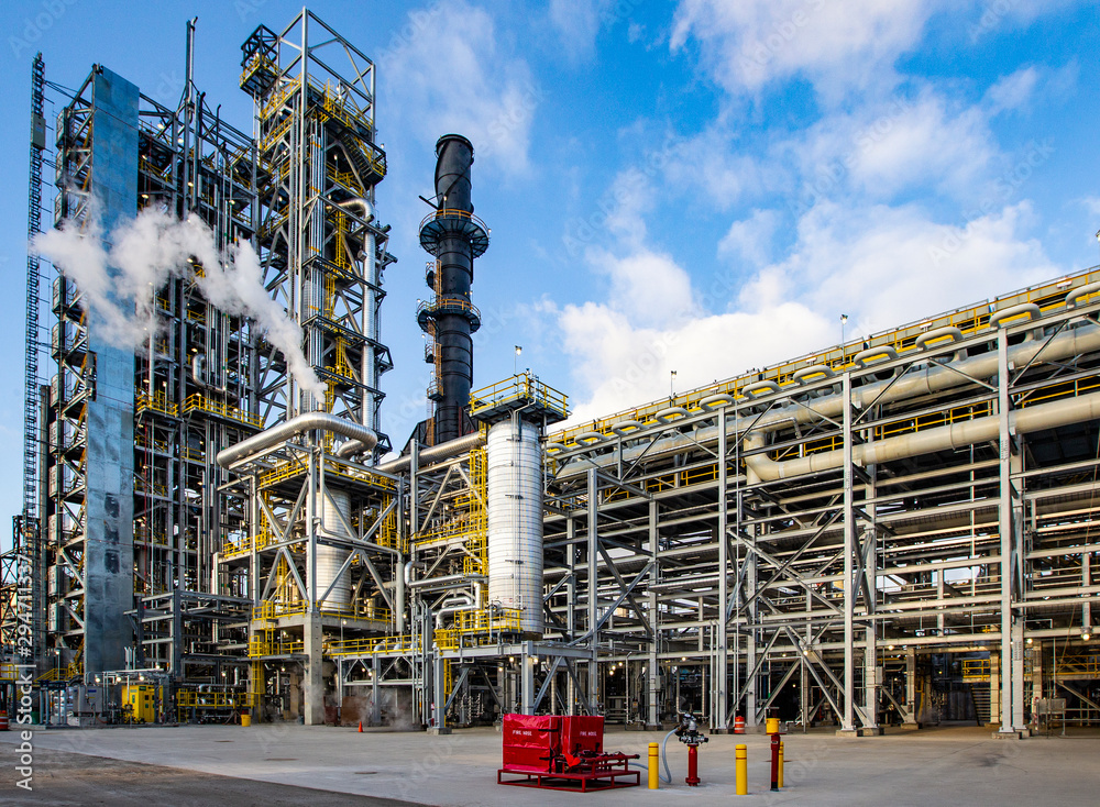 Refinery structure with steam and pipe racks Stock Photo | Adobe Stock