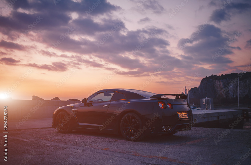SISTIANA, ITALY JUNE 12, 2013: Photo of a Nissan GT-R Black Edition ...