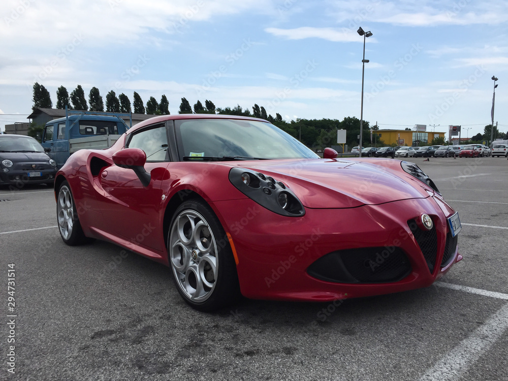 Foto de Udine,July 13 2016:Alfa Romeo 4C is a two-seater, rear-wheel ...