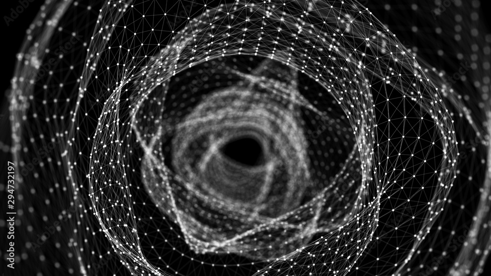 Abstract digital wormhole. Sci-fi tunnel or portal. Futuristic space ...