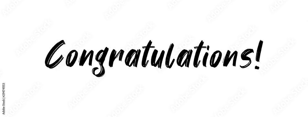 Congratulations handwritten text, vector congrats typographic sign ...
