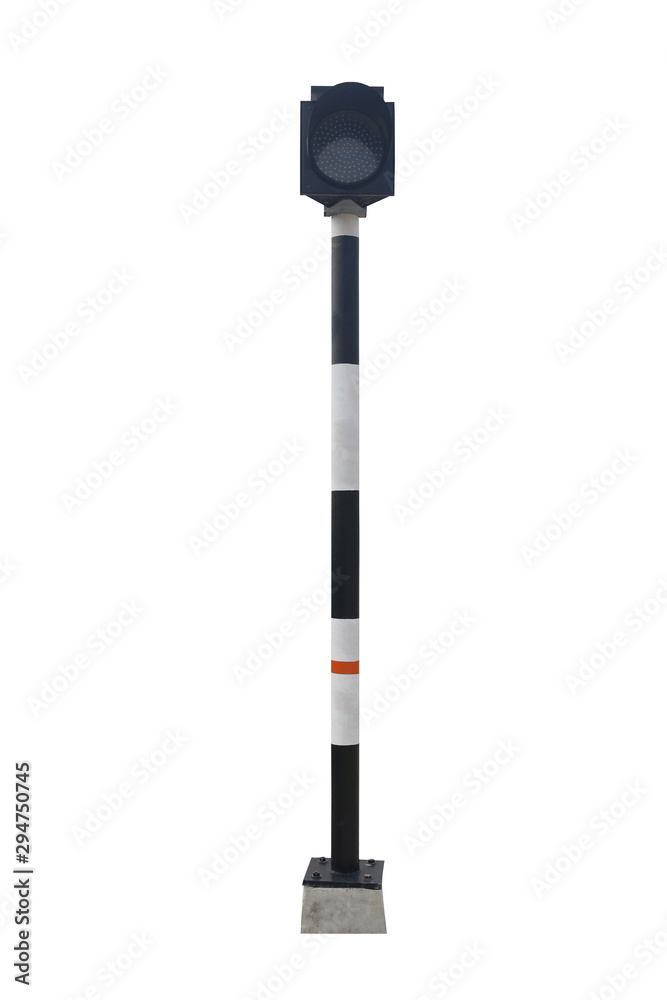 Traffic signal light pole isolated on white. Stock Photo | Adobe Stock