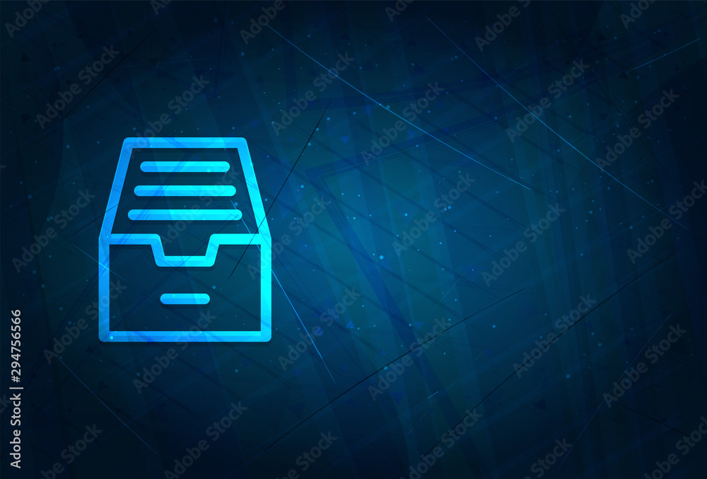 Folder archive cabinet icon futuristic digital abstract blue background ...