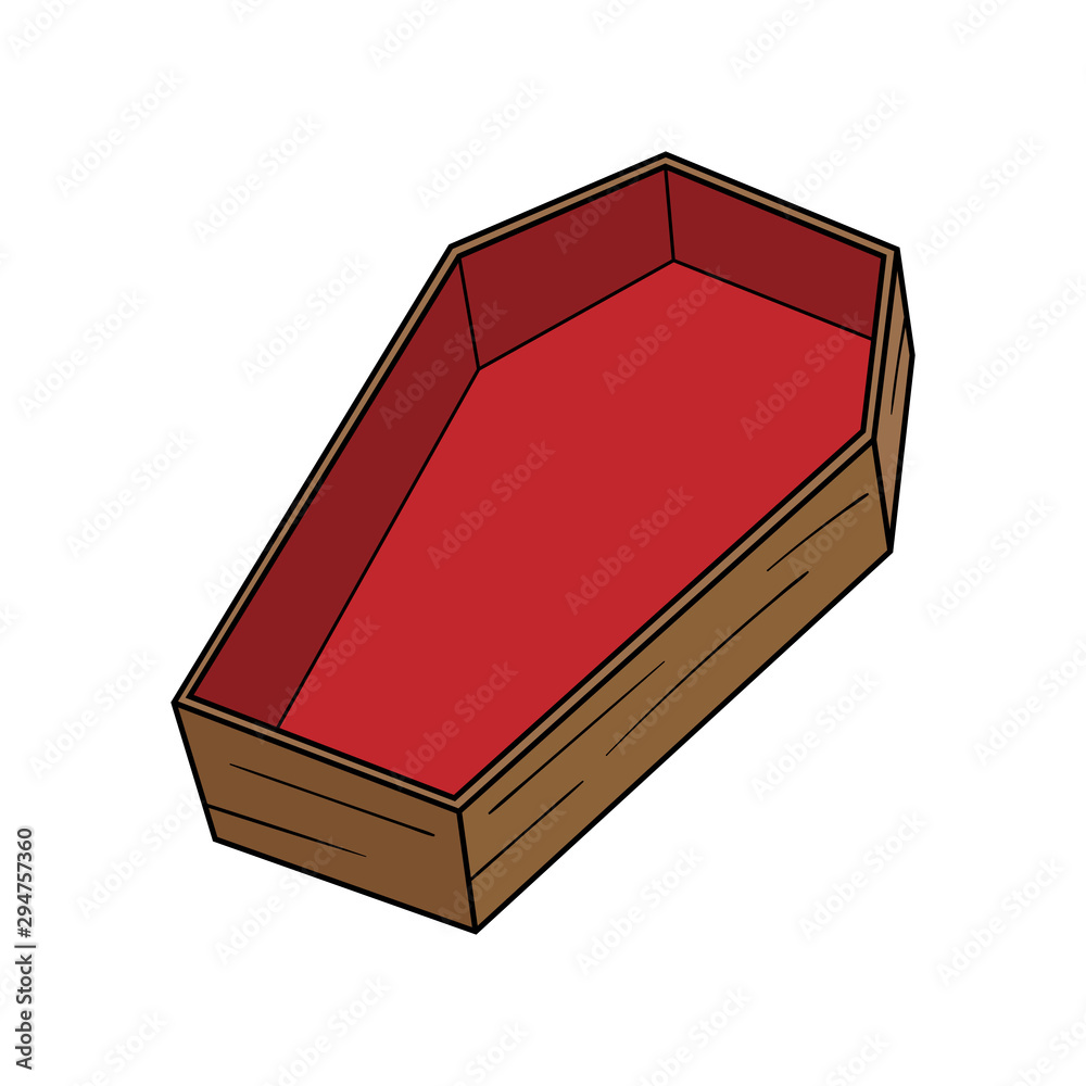Cartoon Open Coffin Vector Illustration Stock Vector | Adobe Stock