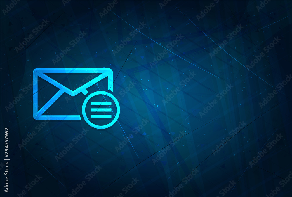 Email option icon futuristic digital abstract blue background Stock ...