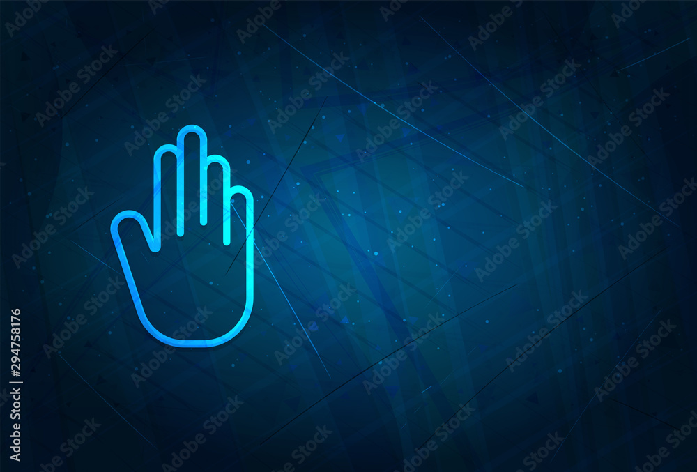 Stop hand icon futuristic digital abstract blue background Stock Vector ...