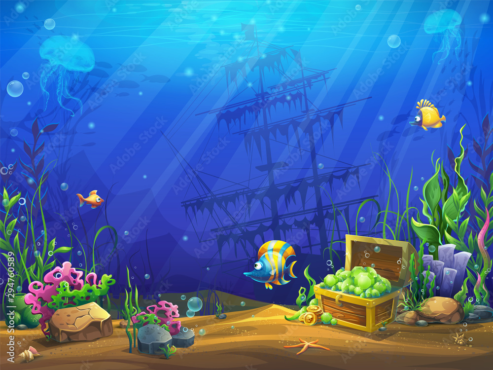 Vector illustration of the underwater ocean Stock Vector | Adobe Stock